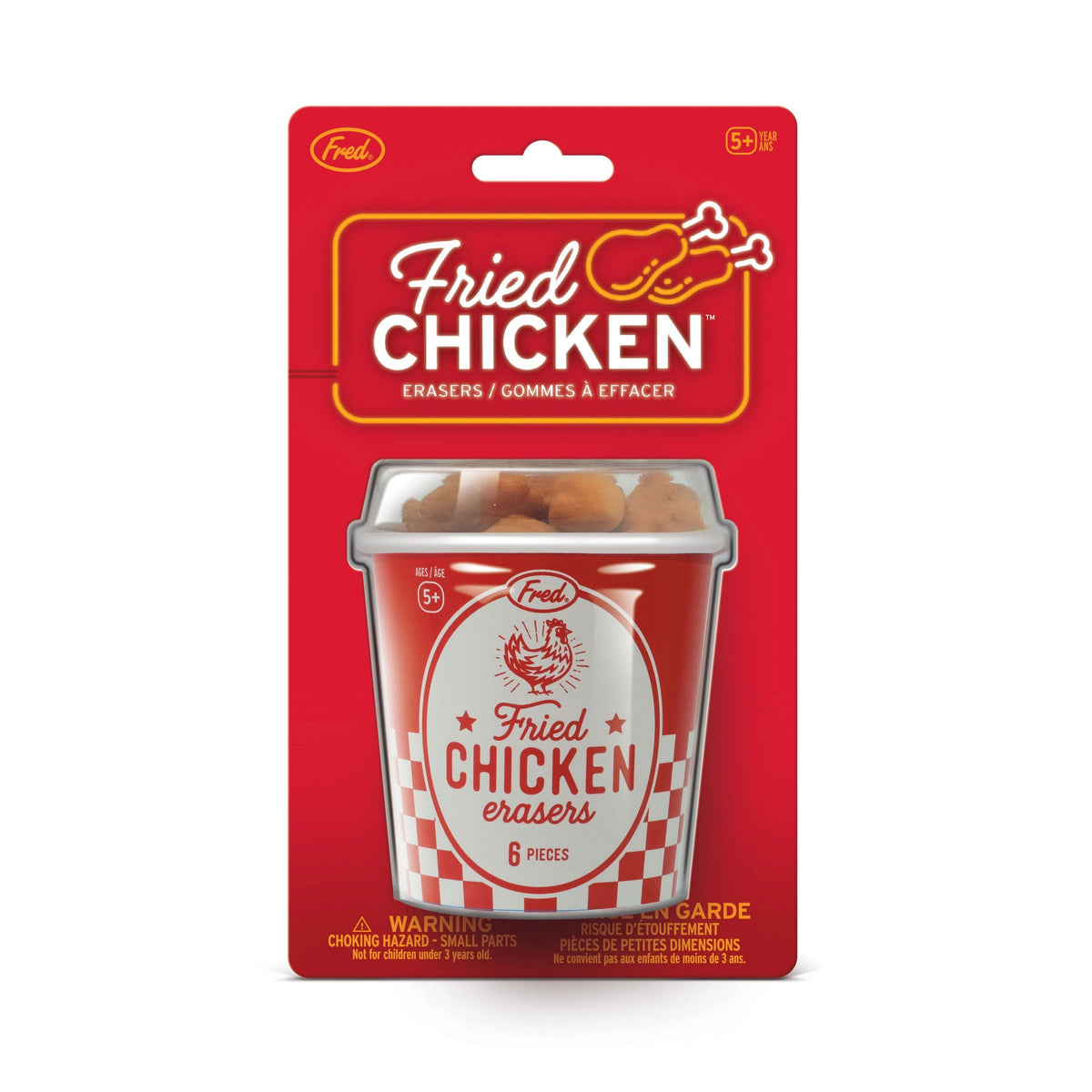 FRIED CHICKEN ERASERS - Set of 6 Novelty Food Erasers